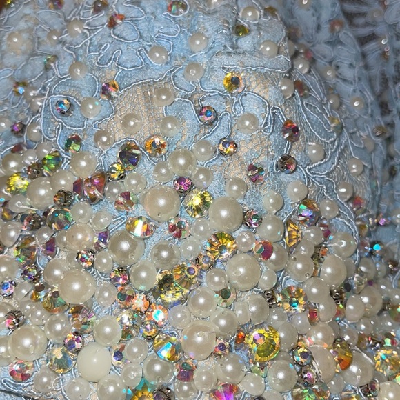 La Femme | Dresses | Powder Blue Lace Pearlaccent Twopiece | Poshmark